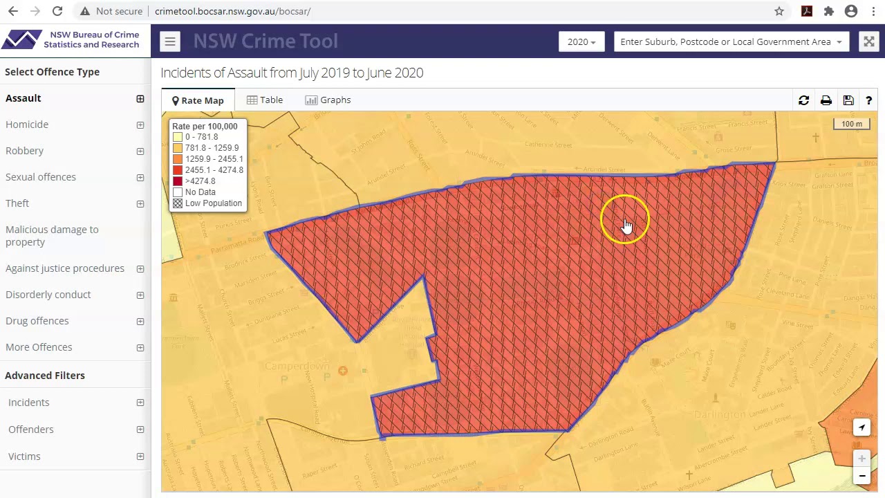 Crime mapping tool: understanding the rate map - YouTube