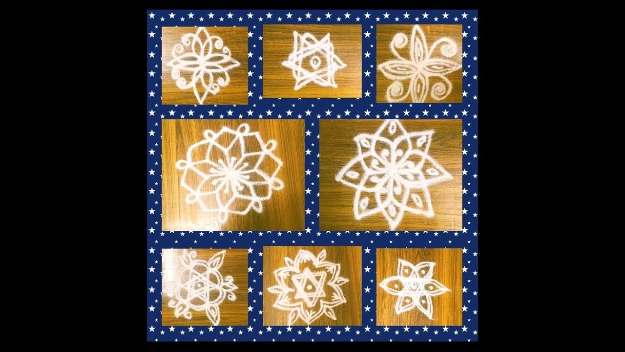 Small rangoli for beginners //small 8 rangolis for flats - YouTube
