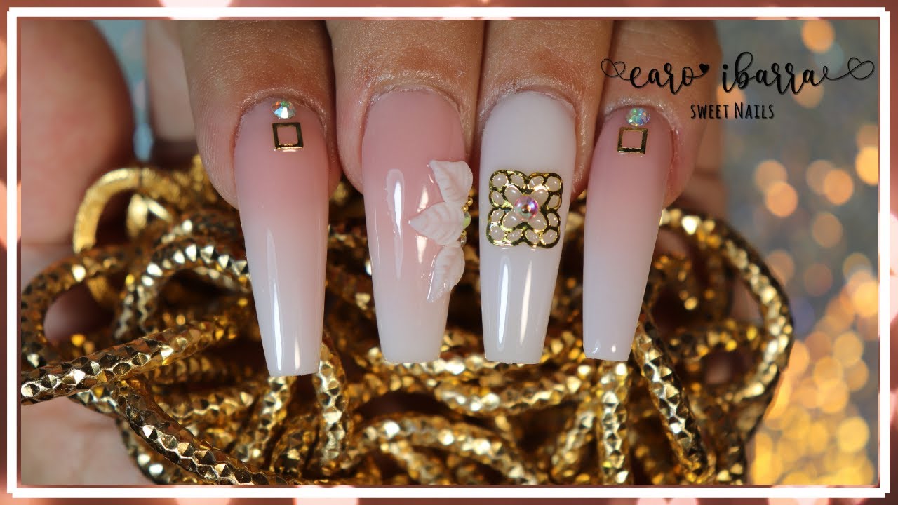 Uñas Acrílicas ELEGANTES en Punta COFFIN | BABY BOOMER - YouTube