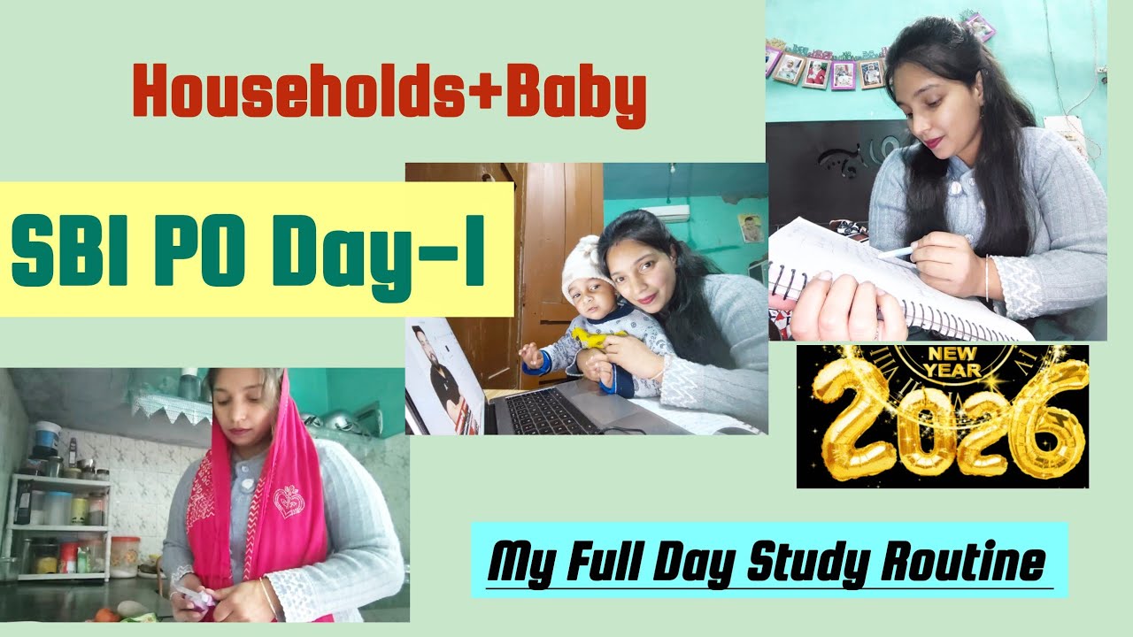 SBI PO DAY-1| Study With Baby & Households | Starting My Daily Study ...