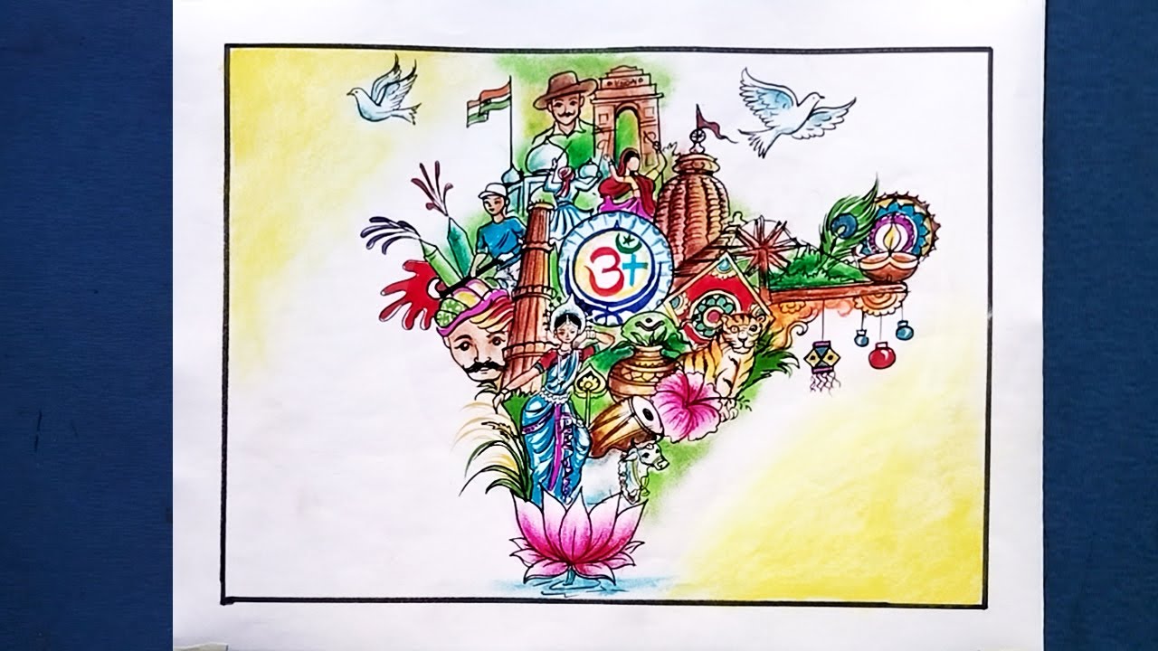 Republic Day Drawing | Swarnim Bharat: Virasat aur Vikas | Golden India ...
