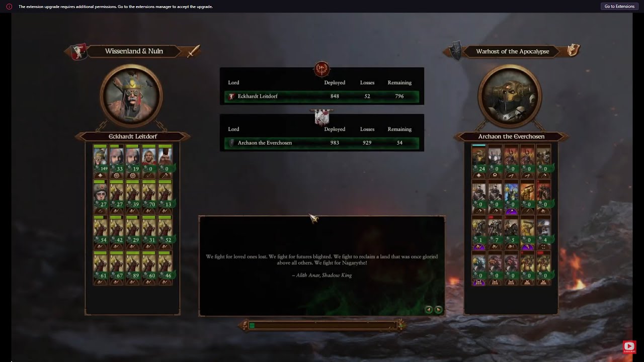 Total War Warhammer 3 Legendary Difficulty: Pistoliers Doomstack VS Archaon the Everchosen - YouTube