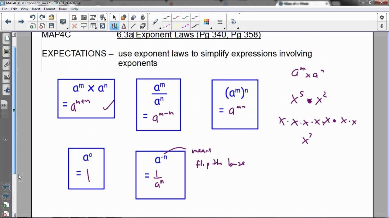 MAP4C 6 3a Exponent Laws - YouTube