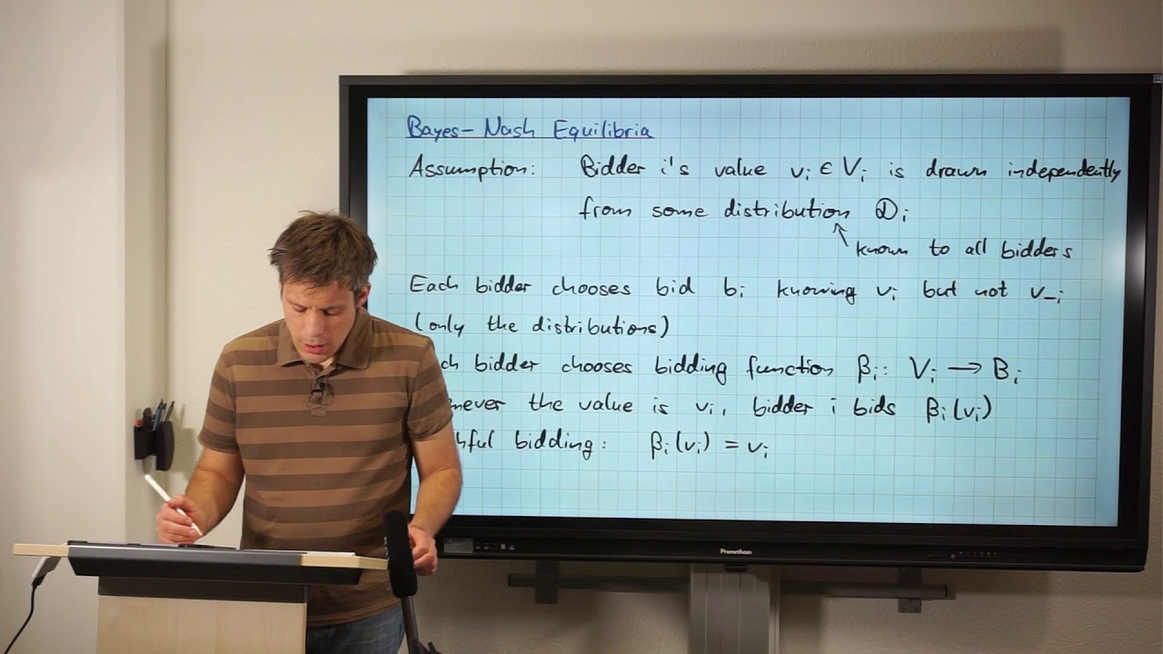 AGT, WS20/21: Lecture 14 (Bayes-Nash Equilibria) - YouTube