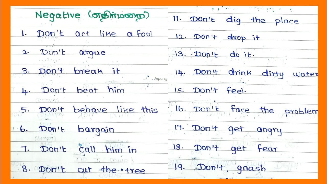 Negative Imperative sentences (part-1) || JSJ JESY SPOKEN ENGLISH - YouTube