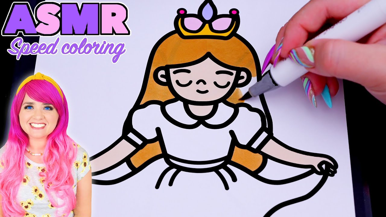 ASMR Speed Coloring a Cute Princess (ASMR Coloring Sounds & No Talking ...
