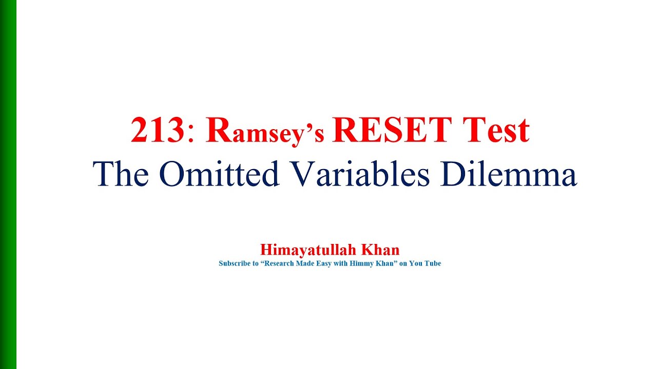 213 Ramsey's RESET Test for Omitted Variables in Regression Model - YouTube