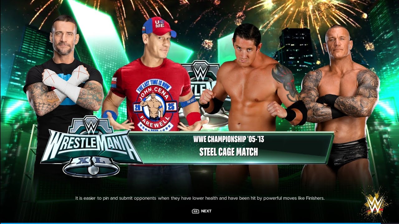 John Cena Vs CM punk Vs Randy Orton Vs Wade Barrett - Steel Cage Match ...