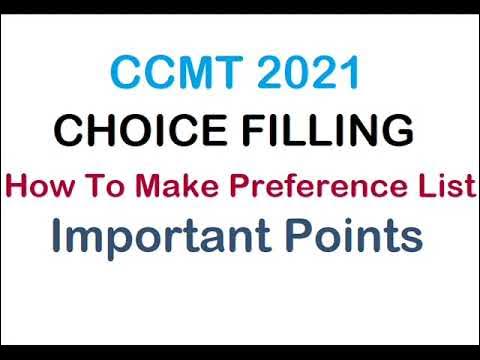 CCMT 2021 Choice Filling - How to make preference List - Important Points - NIT/IIIT/GFTI MTech ...