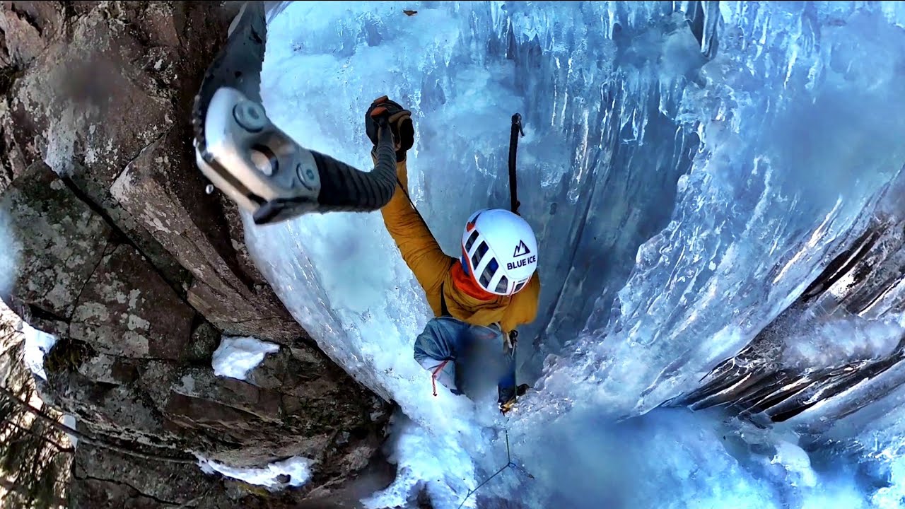 Ice Climbing POV: Dracula, Frankenstein Cliff 02.12.24 | New Hampshire ...