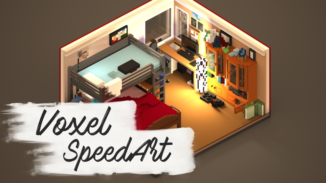 My room in Voxels - 10 000 subs Speedart - YouTube