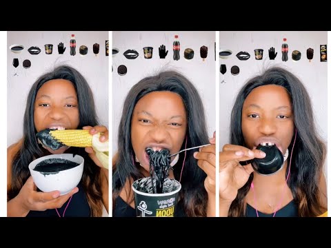 I eat black food asmr