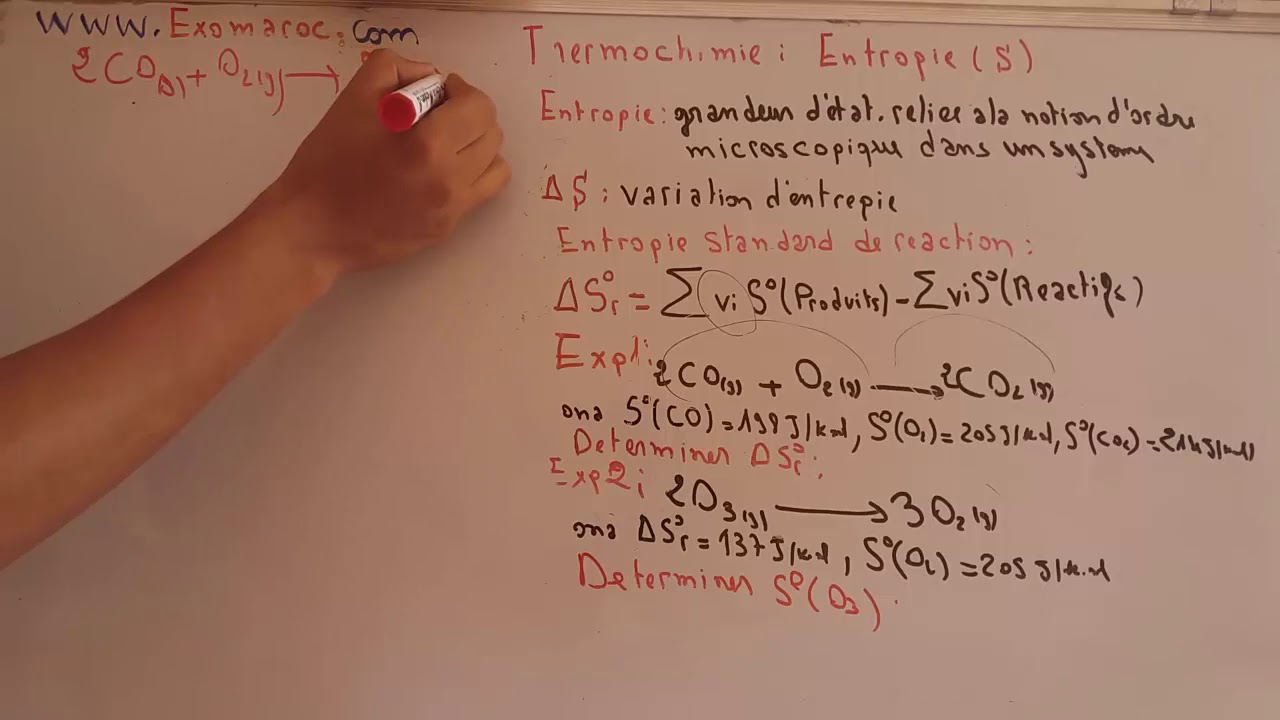 thermochimie S1: Entropie S _ l'entropie standard (شرح بالدارجة) partie ...