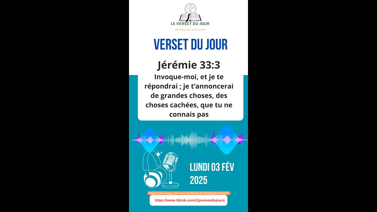 Ma bible au Quotidien le verset du jour, Jérémie 33:3 - YouTube