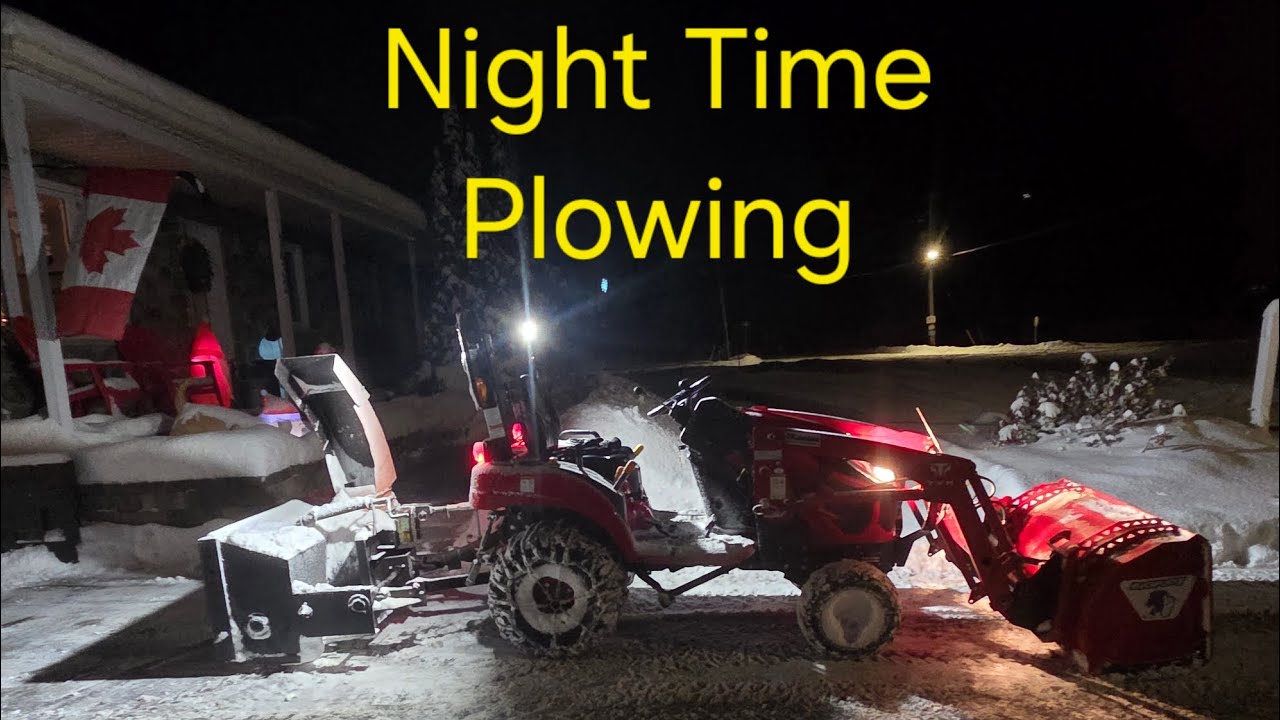 Night time plowing and blowing snow with the #TYM #T224 - YouTube