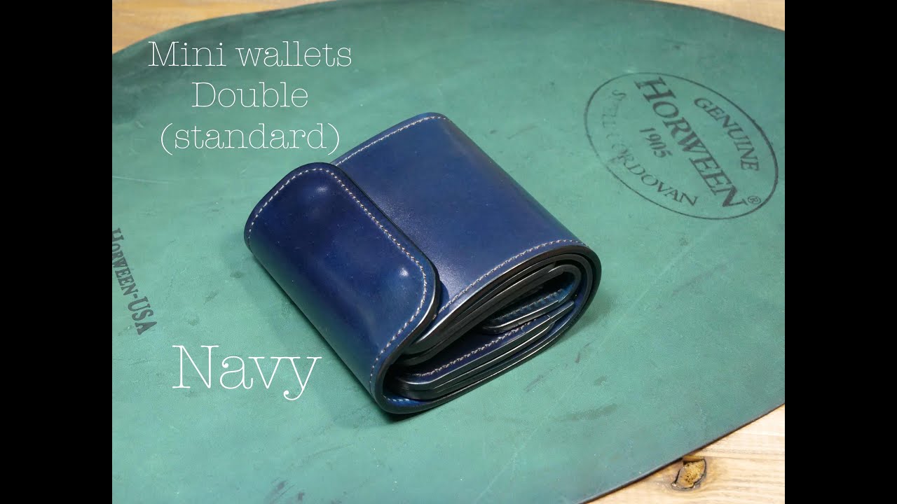 Mini wallets Double (standard) Horween shell cordovan Navy - YouTube