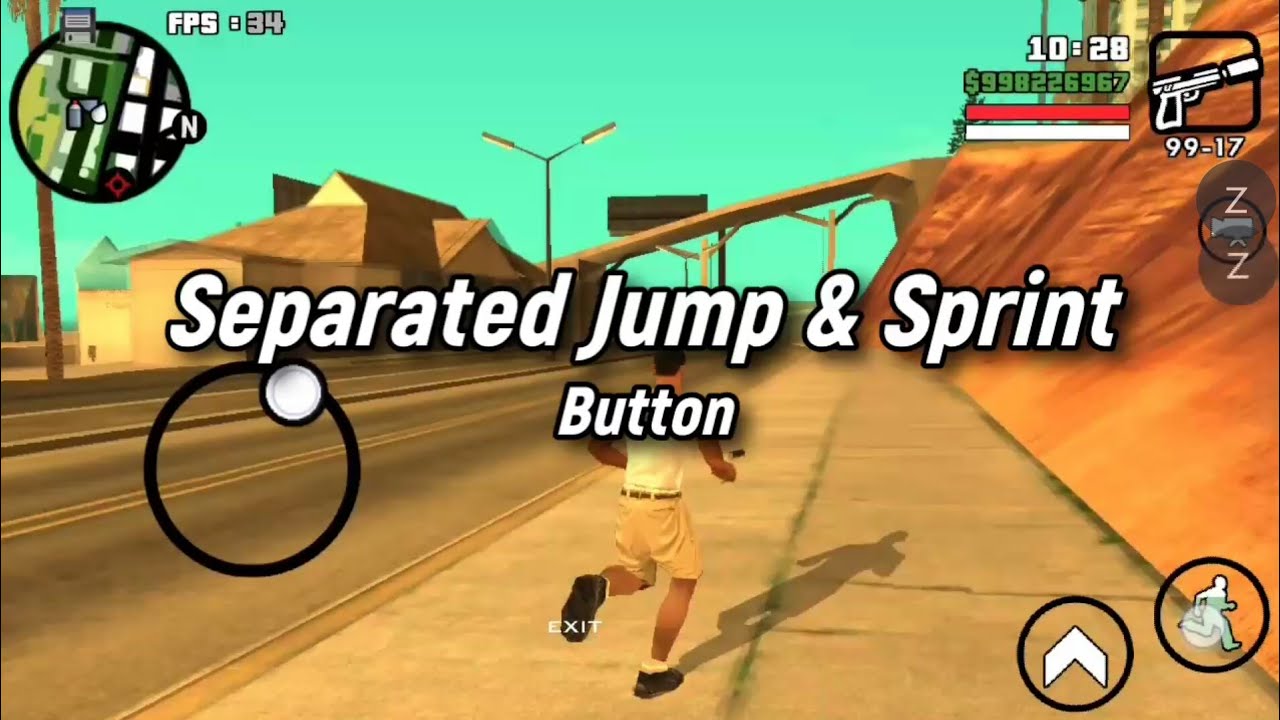 Separated Jump & Sprint Tapping Button - GTA SA Mobile - YouTube