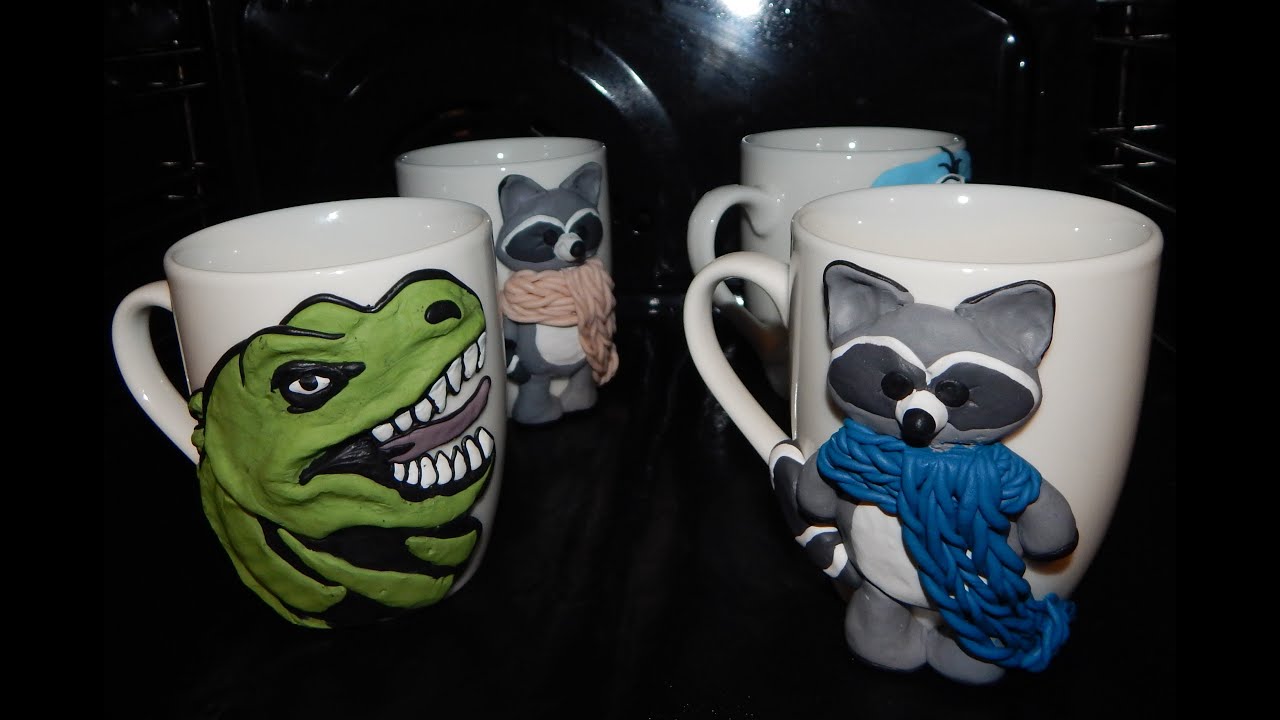 DIY T-Rex Mug, fimo clay / DIY T-Rex bögre, fimo gyurmából - YouTube
