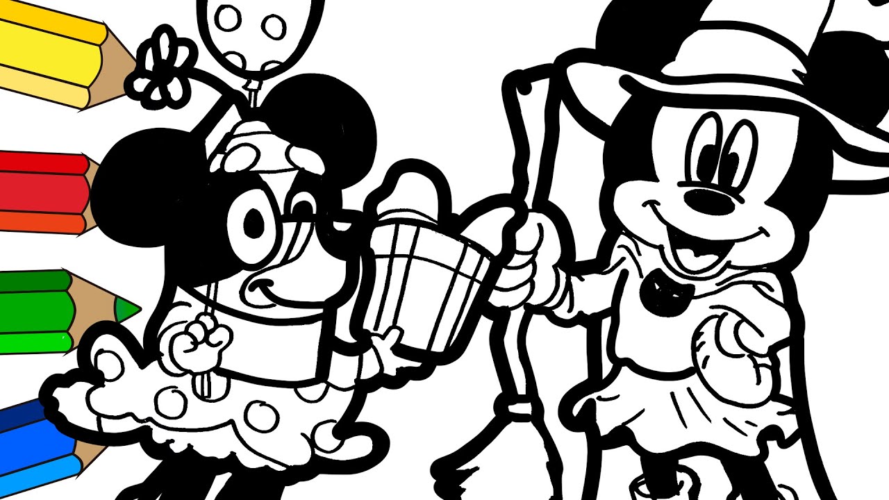 🟠 Drawing Bluey HALOWEEN Costume Fun and Mickey Mouse and Minnie Mouse🎃 ...