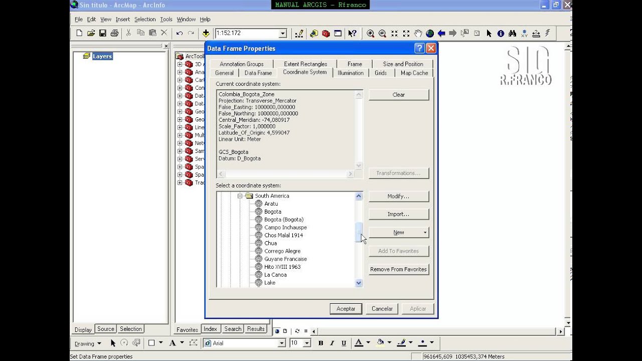 ArcGis - py2 Proyecciones Como colocar Sistema de coord geograficas ...