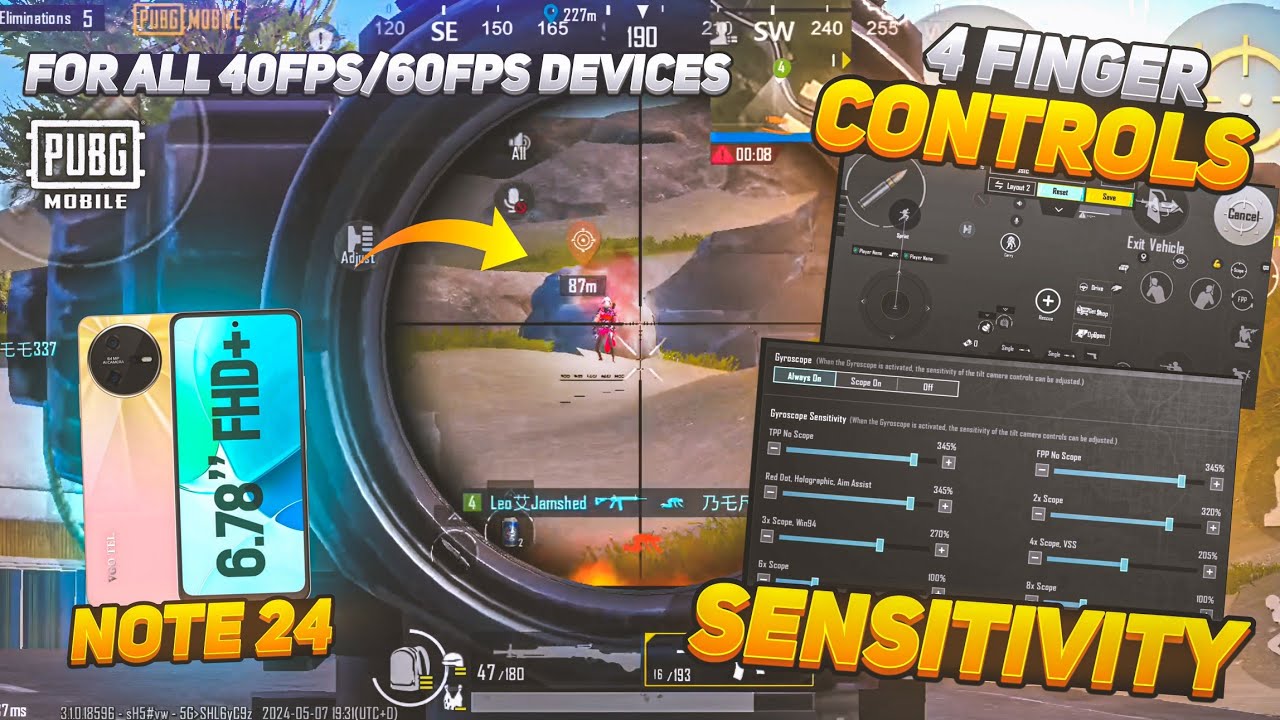 Pubg Mobile New Best Sensitivity & Controls 2024 | Vgo Tel Note 24 Pubg ...