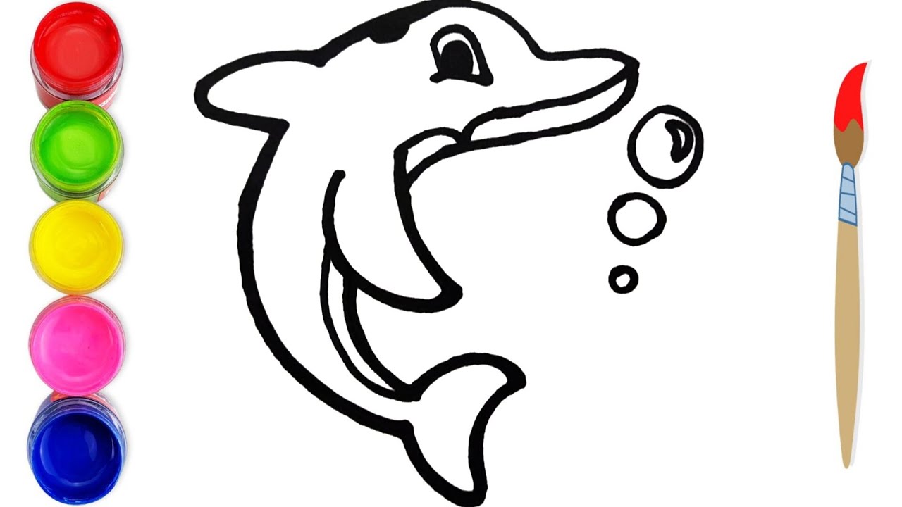 DOLPHIN SIMPLE DRAWING AND COLORING - YouTube