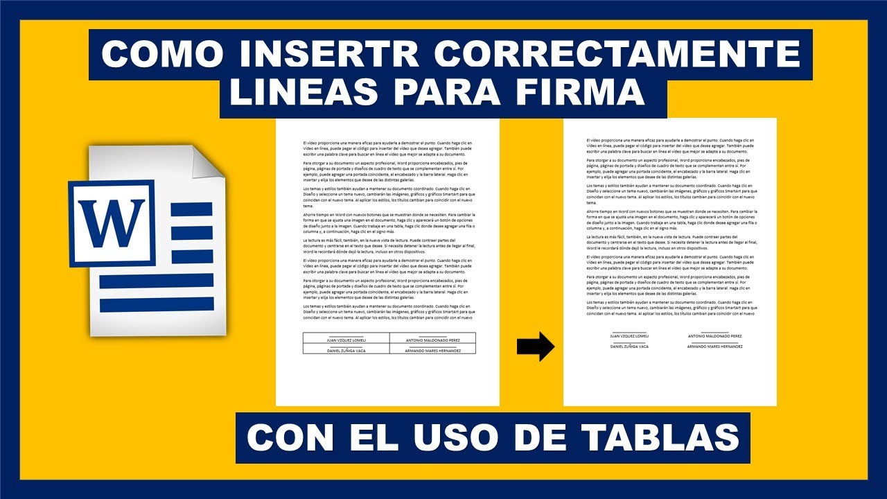 como INSERTAR LINEAS para FIRMA en WORD - YouTube