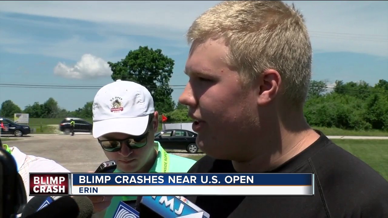 Witnesses shocked by Blimp crash at the U.S. Open - YouTube