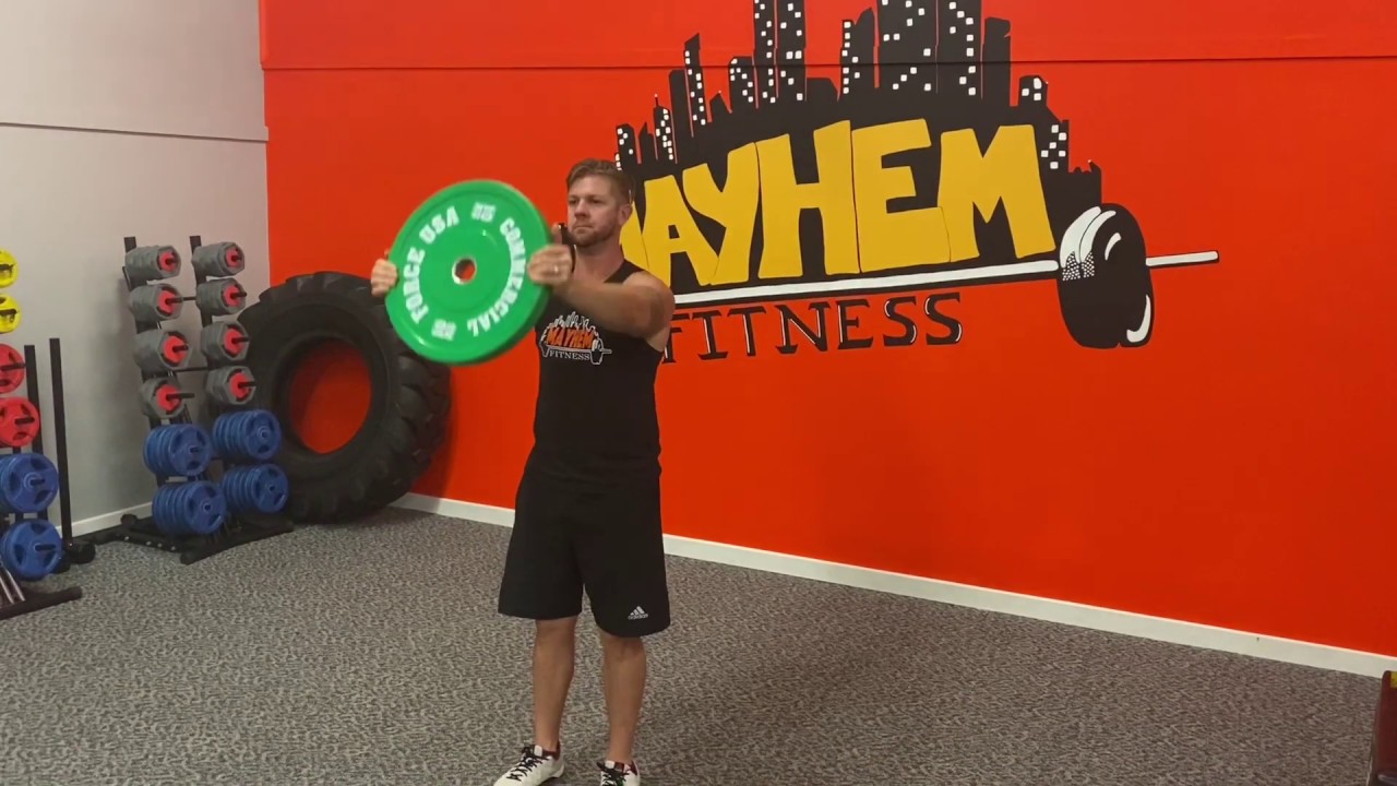 Plate Overhead Raise | Demonstration \\ Mayhem Fitness - YouTube