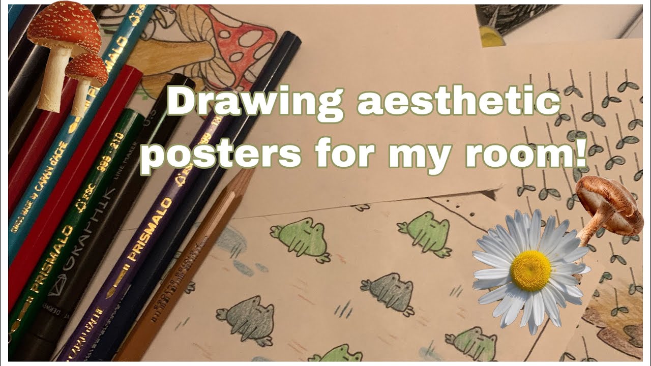 ☘️Drawing posters for my room!☘️frogs☘️shrubs and mushrooms!☘ ...