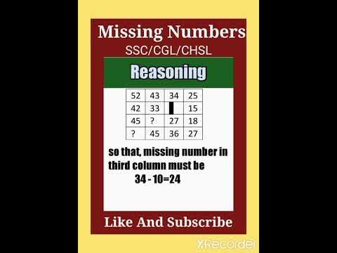 Missing Numbers! Reasoning Tricks! SSC,CGL CHSL,GD! - YouTube