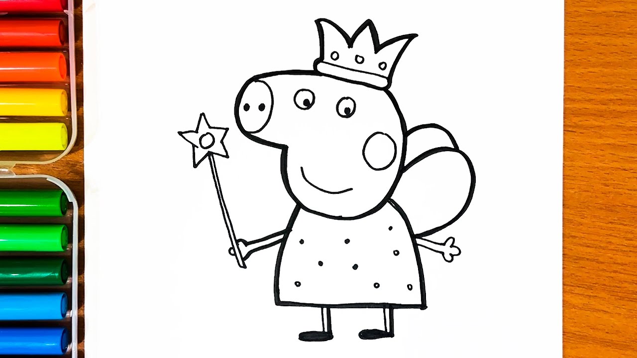 How to draw Peppa Pig fairy Princess || Learn how to draw Peppa Pig ...