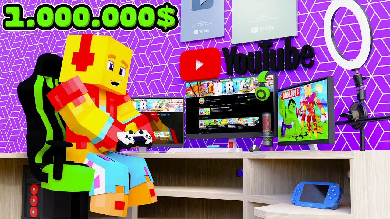 PASO de VAGABUNDO a MILLONARIO *YOUTUBER SIMULATOR en MINECRAFT* - YouTube
