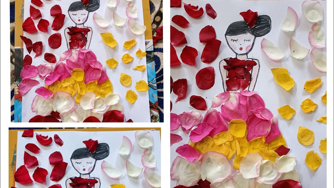 Rose Petal Art for Children | Flower Dress art🌹 - YouTube