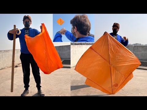 4 Tawa kite making with shopping bags || big kite flying || kite making tutorial || kite diy crafts
