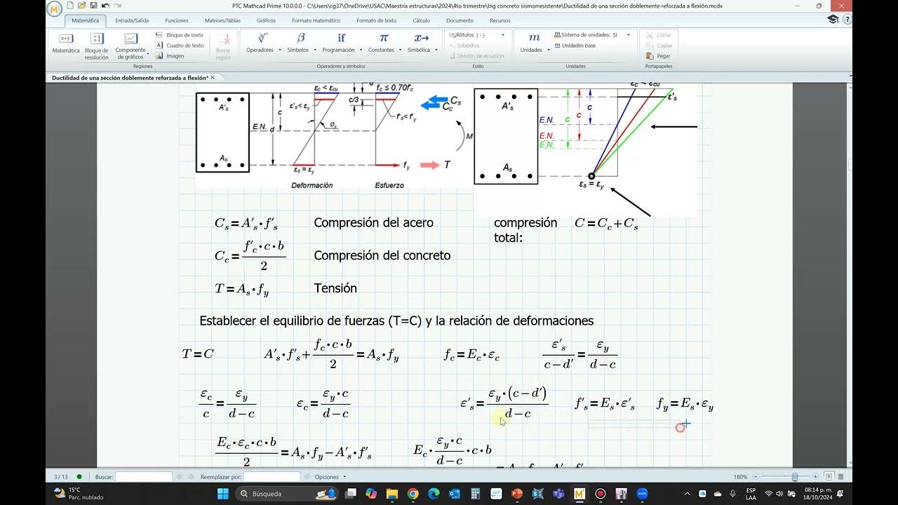 Clase 04 Parte práctica - Ejemplo de Cálculo de Ductilidad en vigas doblemente reforzadas - YouTube