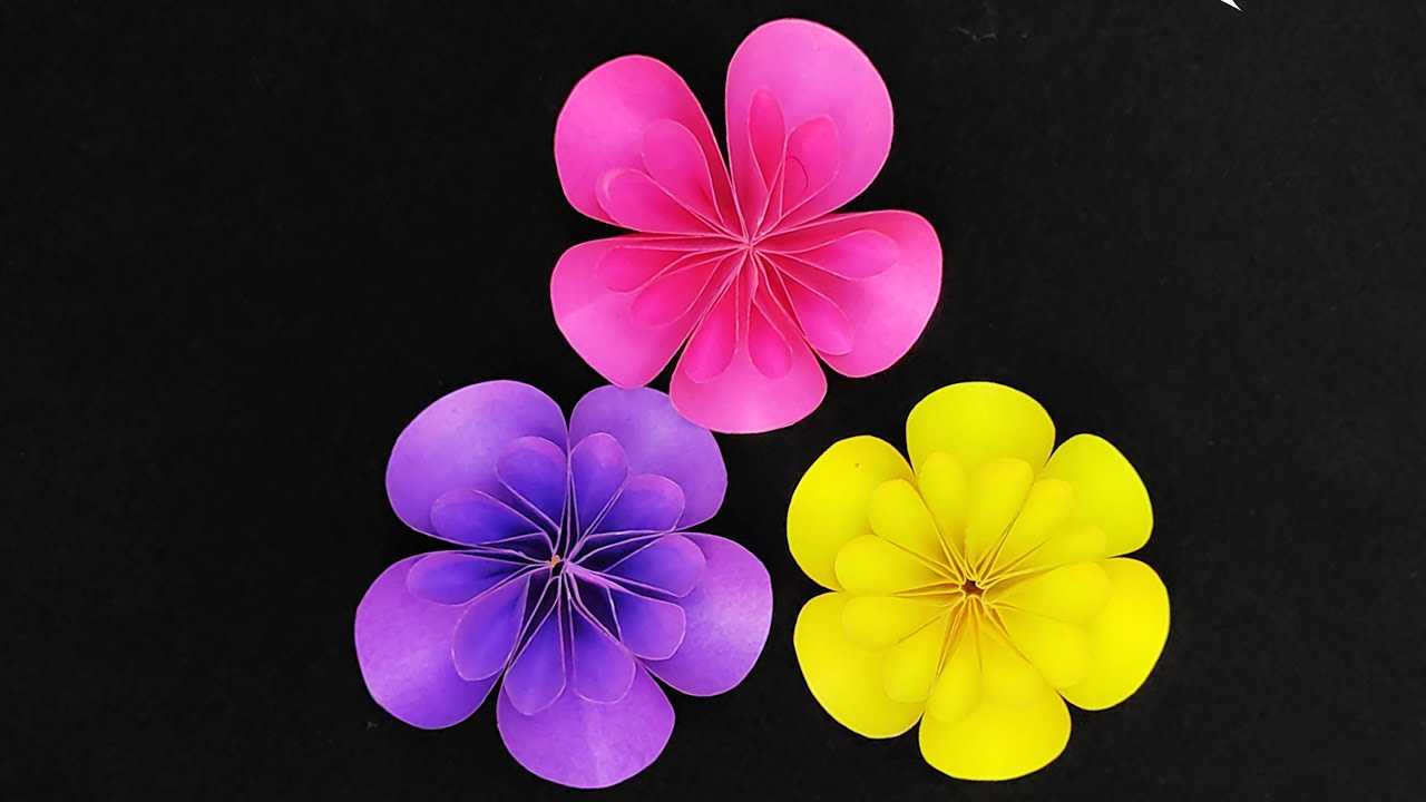 How To Make Paper Flowers / simple flower design /paper craft / easy ...