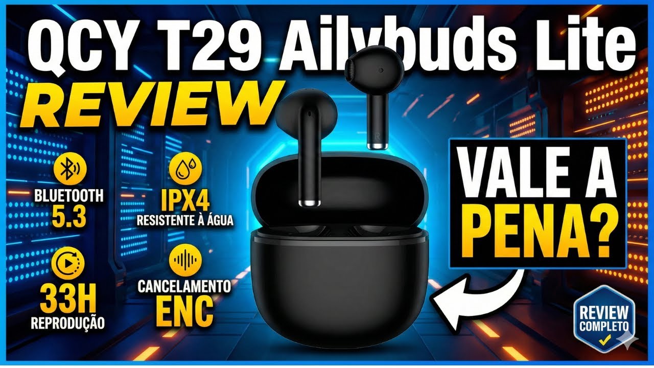QCY T29 Ailybuds Lite VALE A PENA em 2026 ? 🔥 Som Poderoso, 33h de ...
