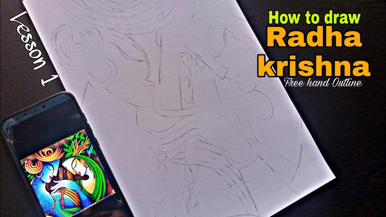 How to draw radha Krishna step by step DRAWING || Outline Drawing ...
