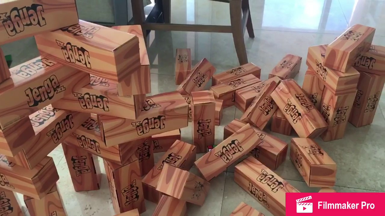 pyramid made of huge Jenga blocks - YouTube