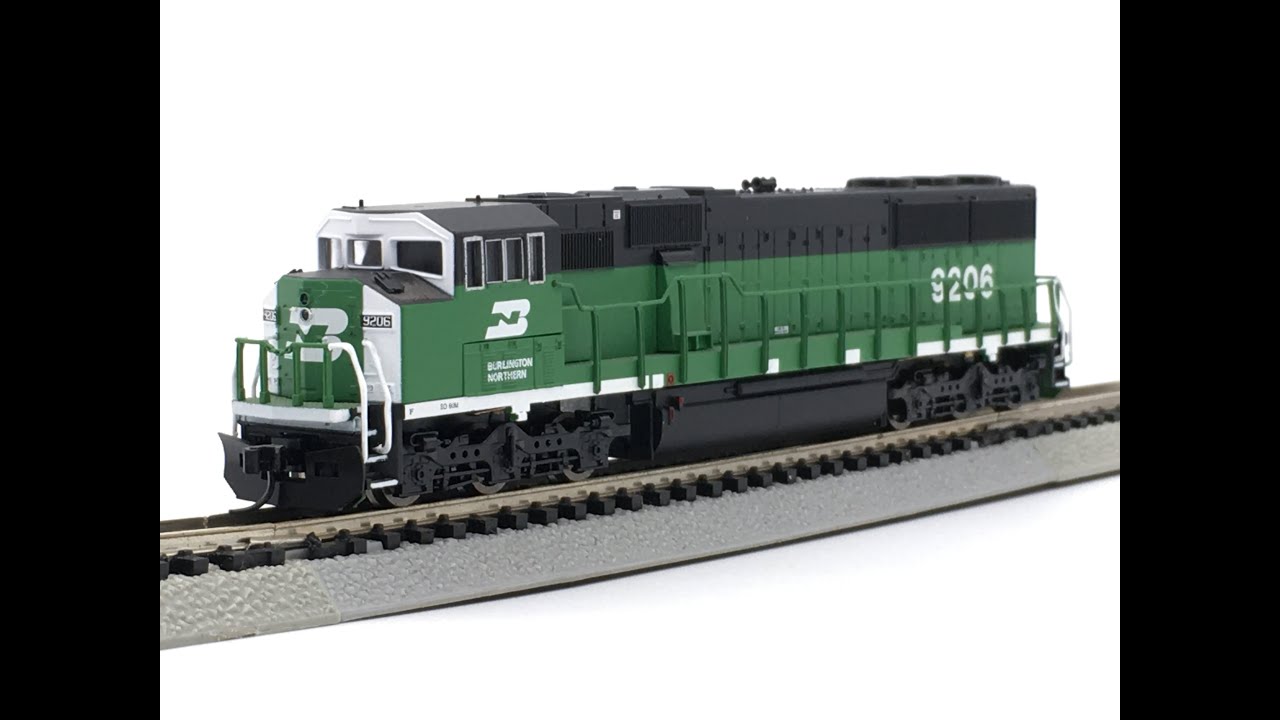 Atlas N Scale Burlington Northern EMD SD60M Locomotive Demo - YouTube