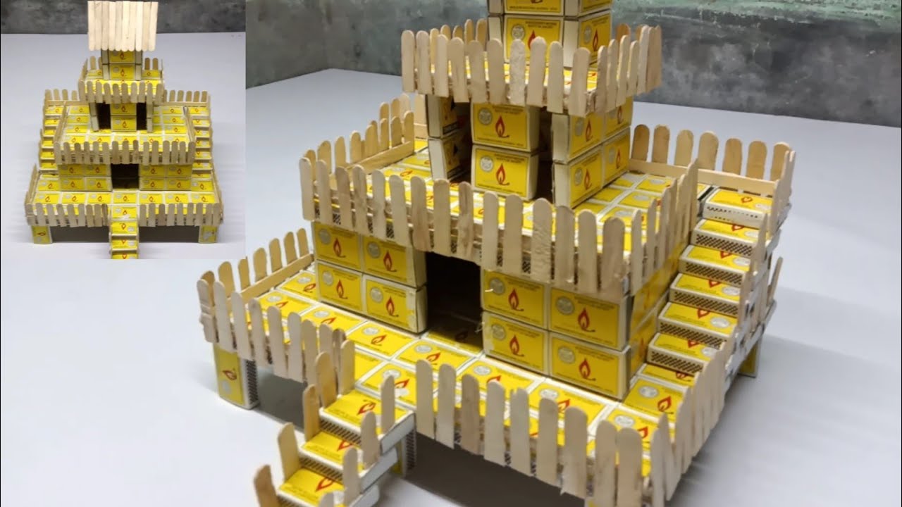 matchbox craft house easy. घर में matchbox घर केसै बानाऐ. - YouTube
