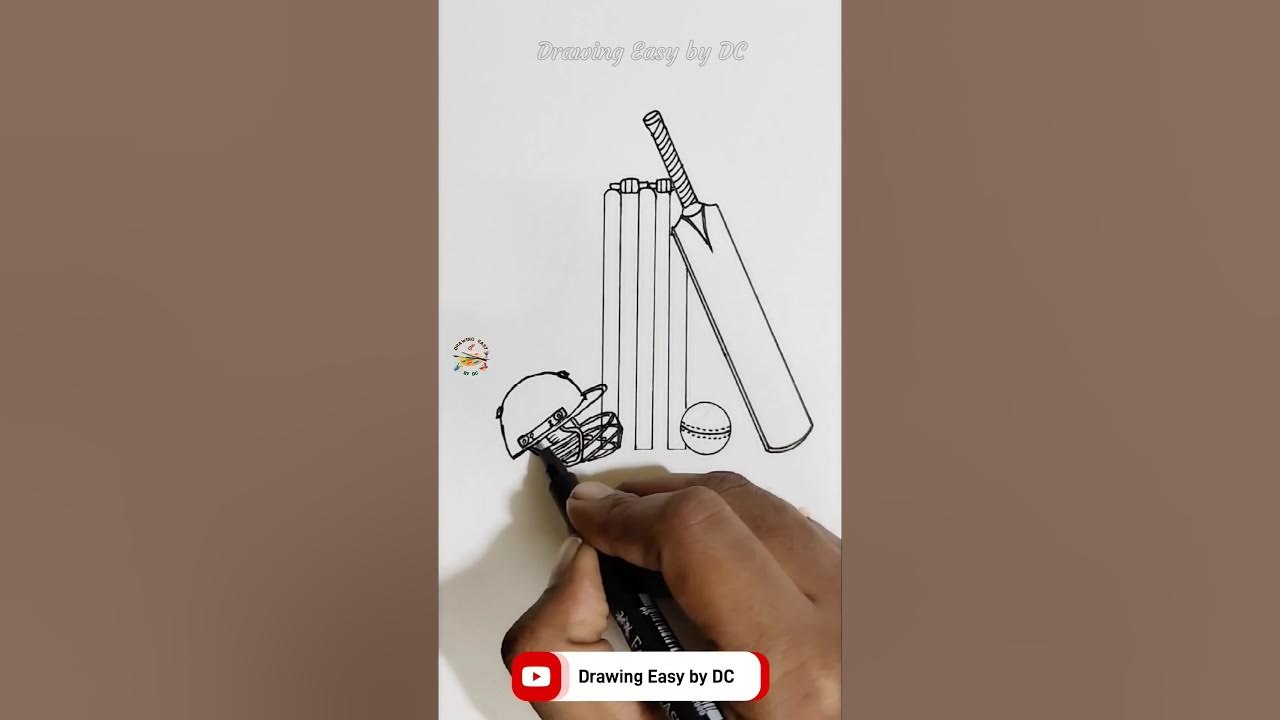 Cricket kit drawing | bat ball drawing | cricket drawing easy | world ...