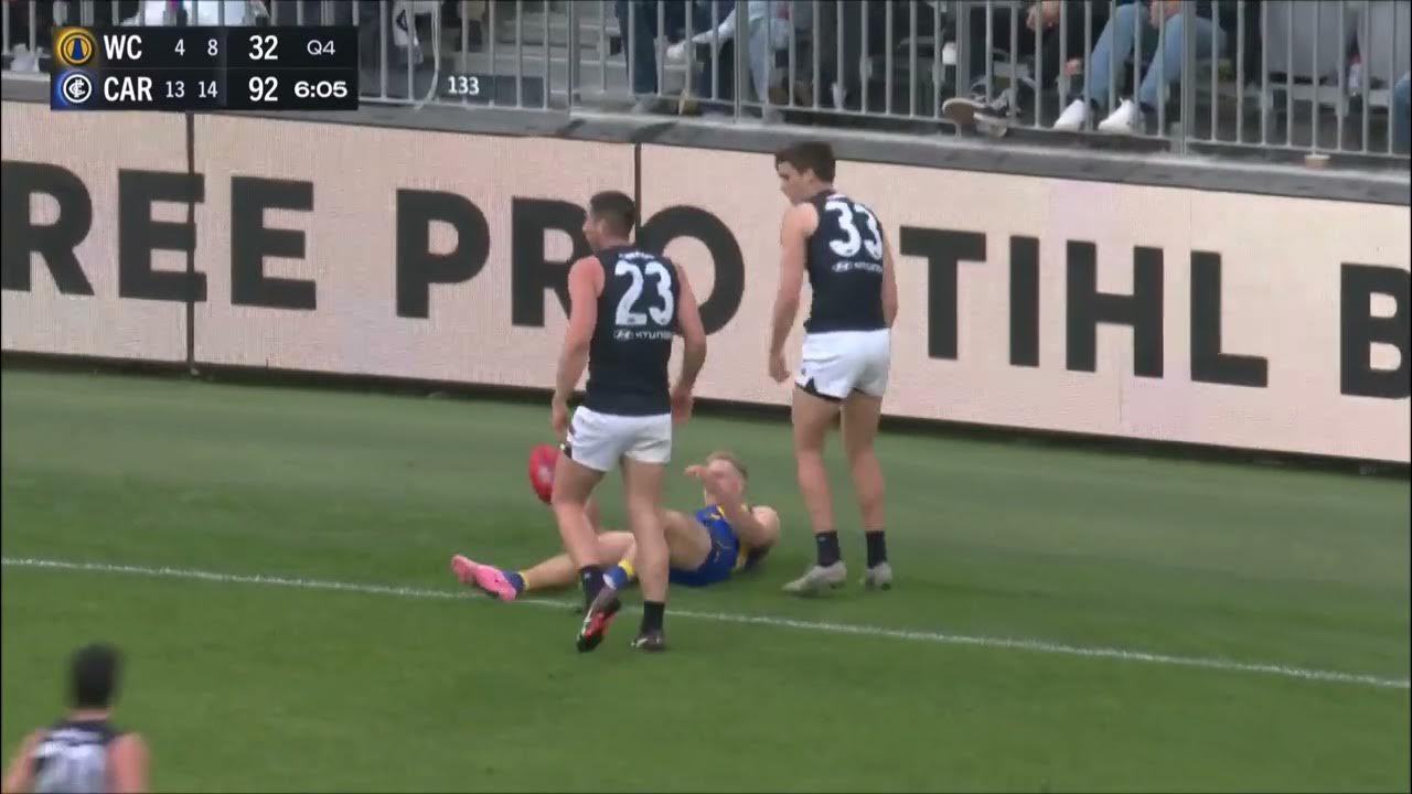 Jacob Weitering & Lewis Young combine - AFL Round 23 2024 - Carlton @ West Coast Eagles - YouTube