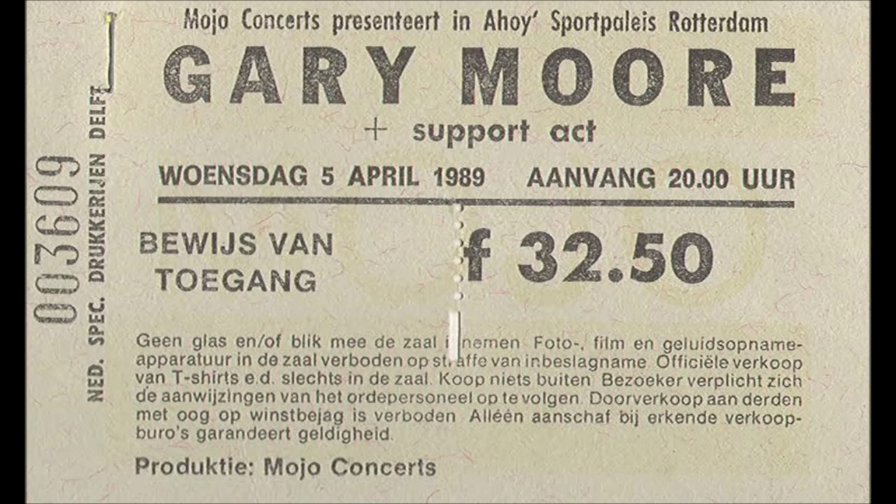Gary Moore - 01. Dunluce ~ After The War - Rotterdam (5th April 1989 ...