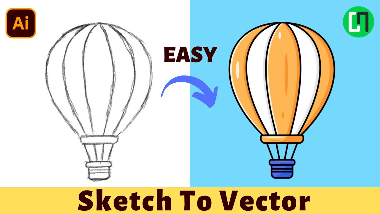 Hot Air Ballon in Adobe Illustrator tutorials graphic design | Flat ...
