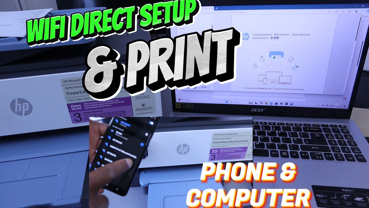 How To Do HP Officejet Pro Printer WIFI Direct Setup With Phone and ...