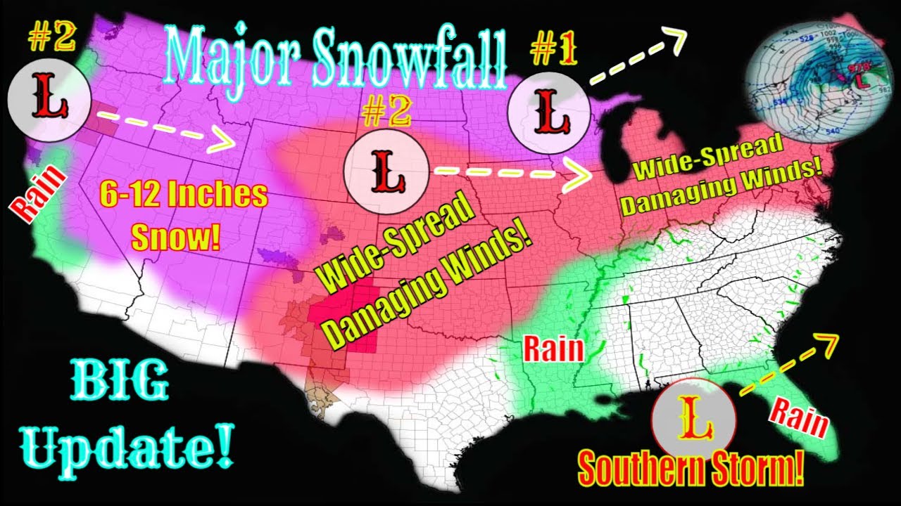 Powerful Major Snow Storms Update, Heavy Snowfall & Damaging Winds ...