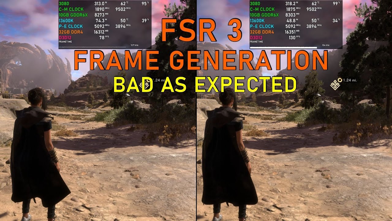 RTX 3080: AMD FSR 3 + FG: PC Latency + Cap / Uncap FPS / VSYNC - YouTube