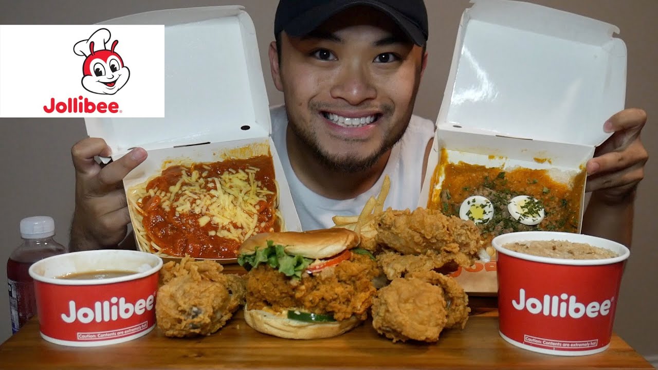 JOLLIBEE MUKBANG! CHICKEN JOY + CHICKEN SANDO + PALABOK + SPHAGHETTI ...